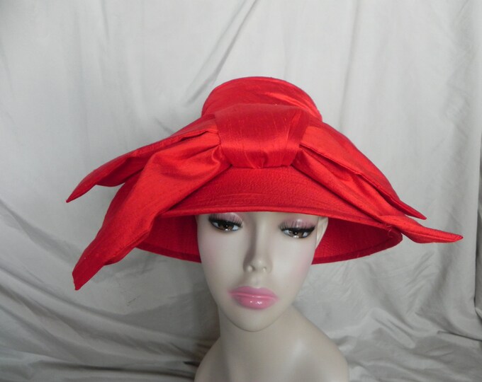 Red Silk John Koch Montrose Studio Bucket Hat Dress Hat Derby Hat ...