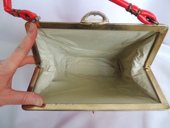 Vintage Candy Apple Red Patent Leather Handbag Red Pu… - Gem