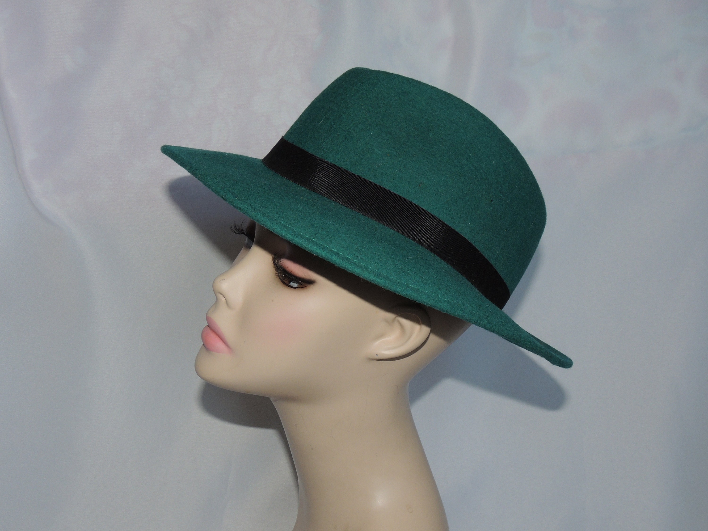 Vintage Green Wool Felt Women's Fedora Trilby Hat Dress - Etsy