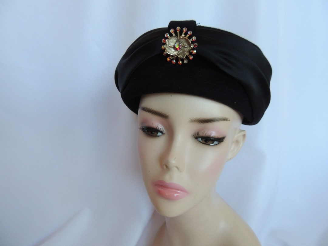 Vintage Black Toque Hat Dress Hat Pillbox Hat Sunday Hat Church Hat ...