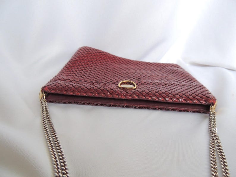 Vintage 1970's Burgundy Red Aluminum Mesh Purse Handbag Shoulder ...