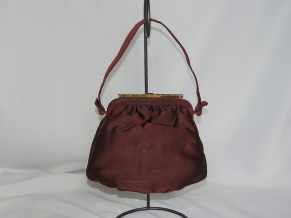 Vintage 1930's Antique Burgundy Red Silk Purse Evenin… - Gem