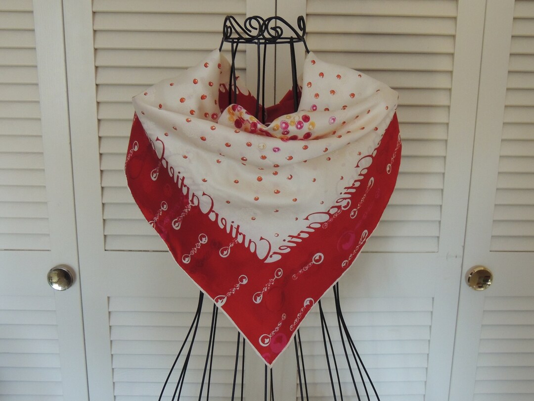Vintage Cartier Red and Ivory Polka Dot Silk Scarf Square Silk Scarf ...