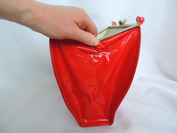 Vintage Candy Apple Red Patent Leather Handbag Red Pu… - Gem