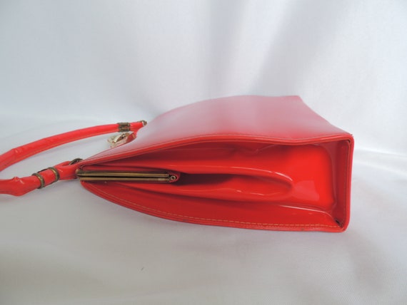 Vintage Candy Apple Red Patent Leather Handbag Red Pu… - Gem