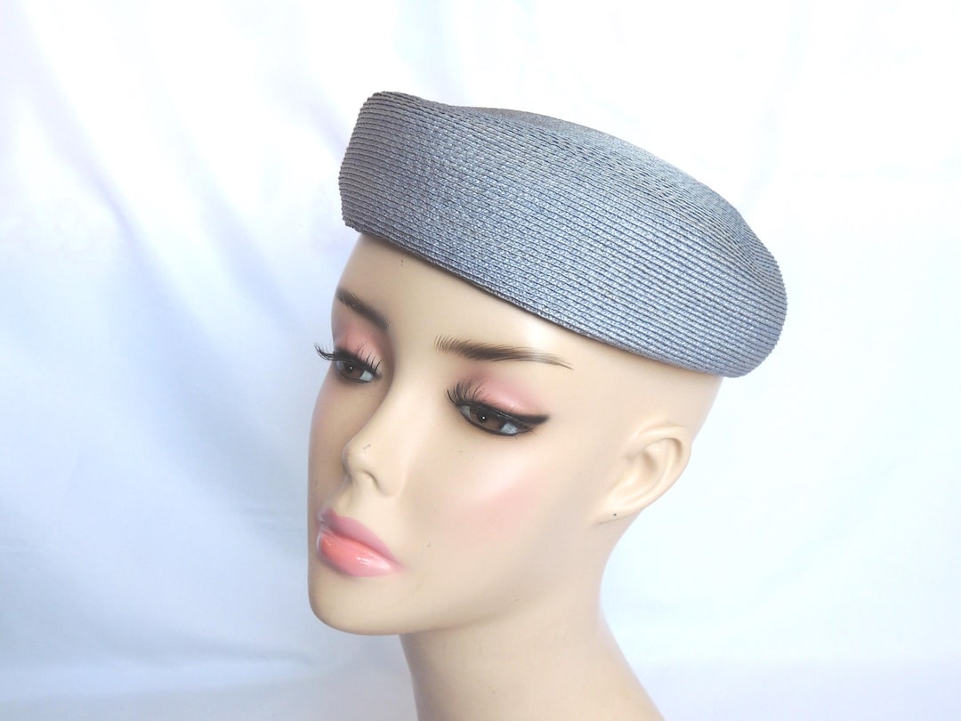 Vintage Light Blue Straw Pillbox Hat Dress Hat Church Hat Sunday Hat ...