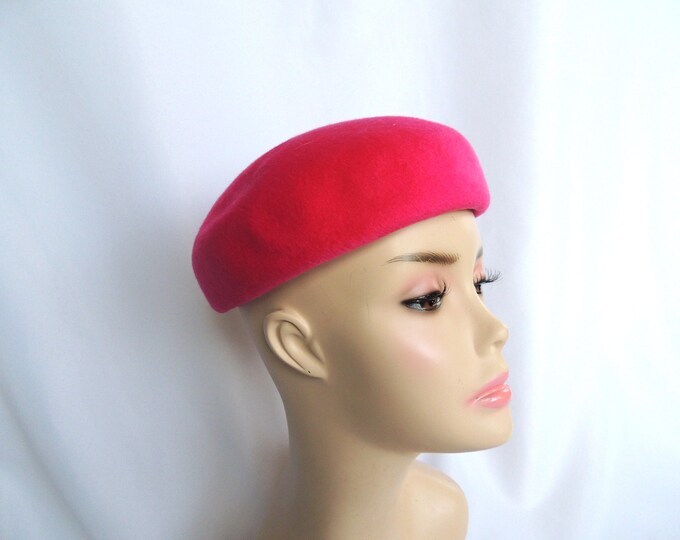 Vintage Fuchsia Pink Fur Felt Toque Hat Beret Style Hat Dress Hat ...