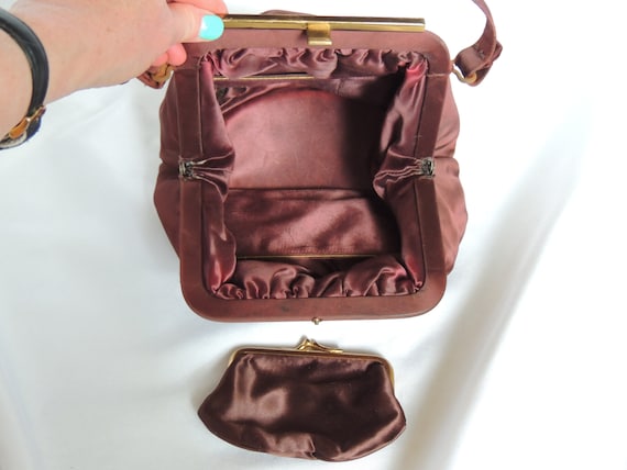 Vintage 1930's Antique Burgundy Red Silk Purse Evenin… - Gem