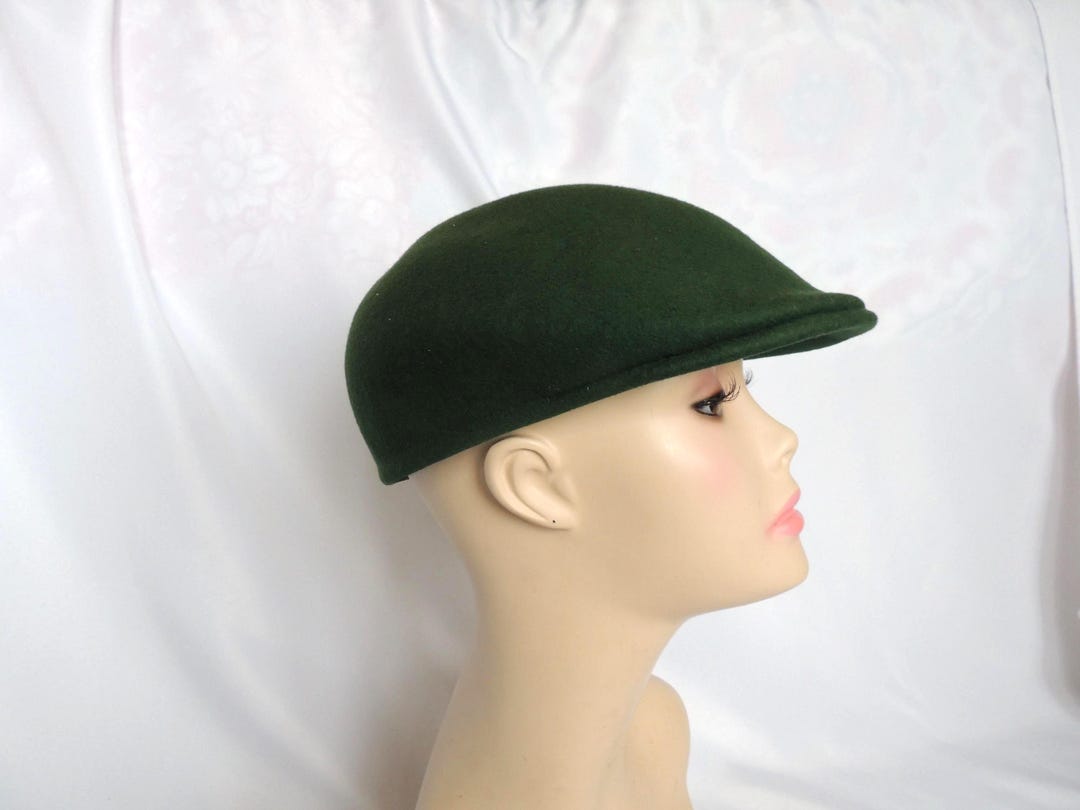 Vintage Hunter Green Wool Felt English Newsboy Cap – Cuffley Cap Size 7 ...