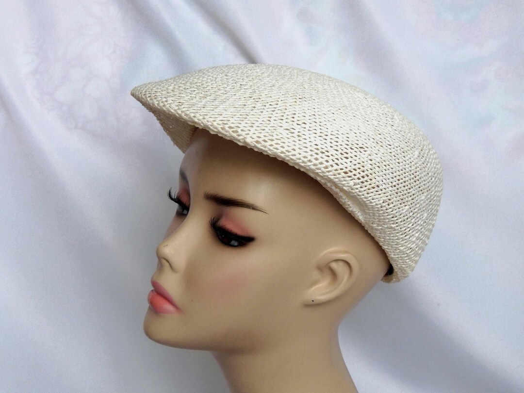 Vintage Kangol Unisex White Straw Newsboy Cap/hat Men's Straw Hat Women ...