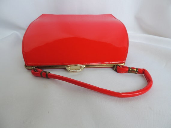 Vintage Candy Apple Red Patent Leather Handbag Red Pu… - Gem