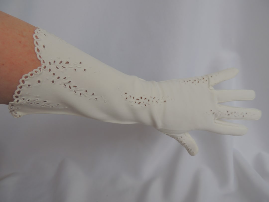 Vintage Long White Dress Gloves Wedding Gloves Prom Gloves Evening ...
