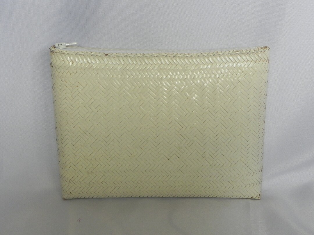 Vintage White Straw Wicker Clutch Purse Handbag Summer Purse Evening ...