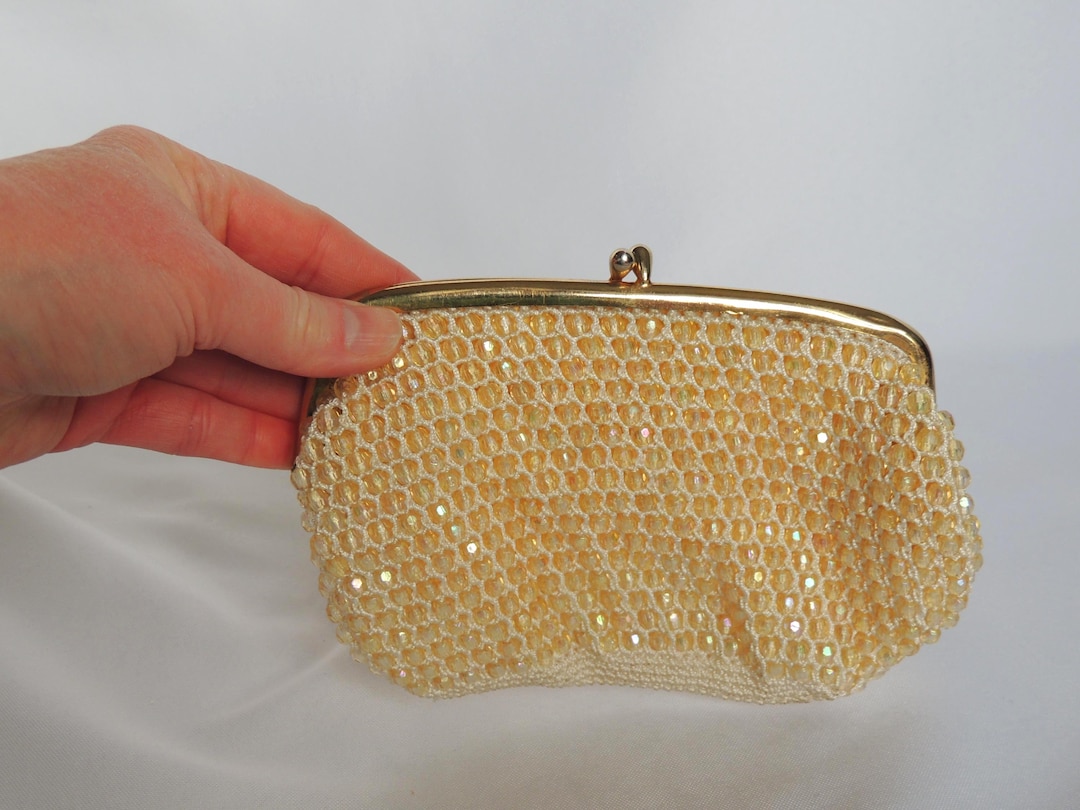 Vintage Small Crocheted and Gold Beaded Clutch Purse Handbag - Etsy