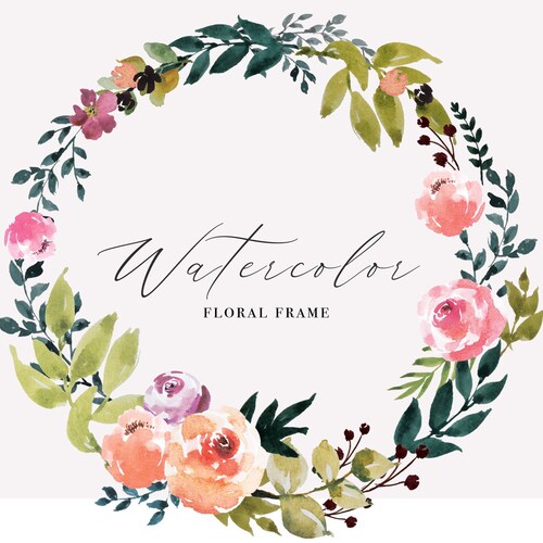 Watercolor Wildflowers Wreath Clipart. Botanical Floral Frame. - Etsy