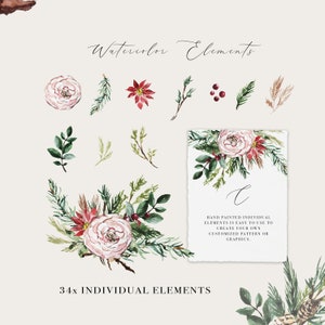 Christmas Floral Clipart Watercolour Christmas Greenery PNG | Etsy