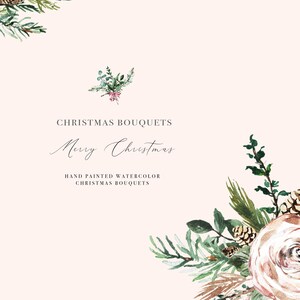 Christmas Watercolor Floral Clipart Christmas Wreath Clipart ...