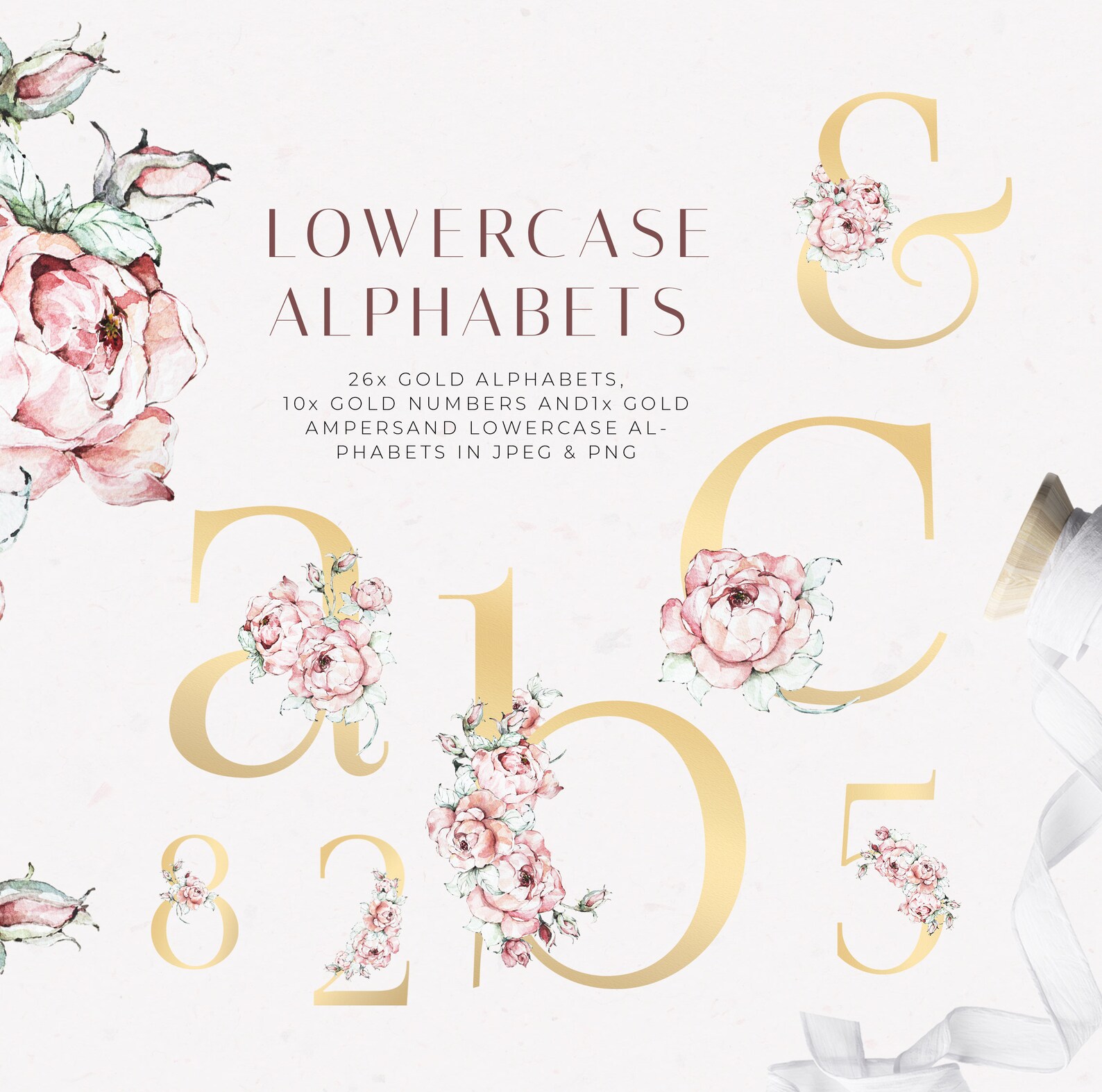 Floral Alphabet Clipart Watercolor Floral Font Lettering | Etsy