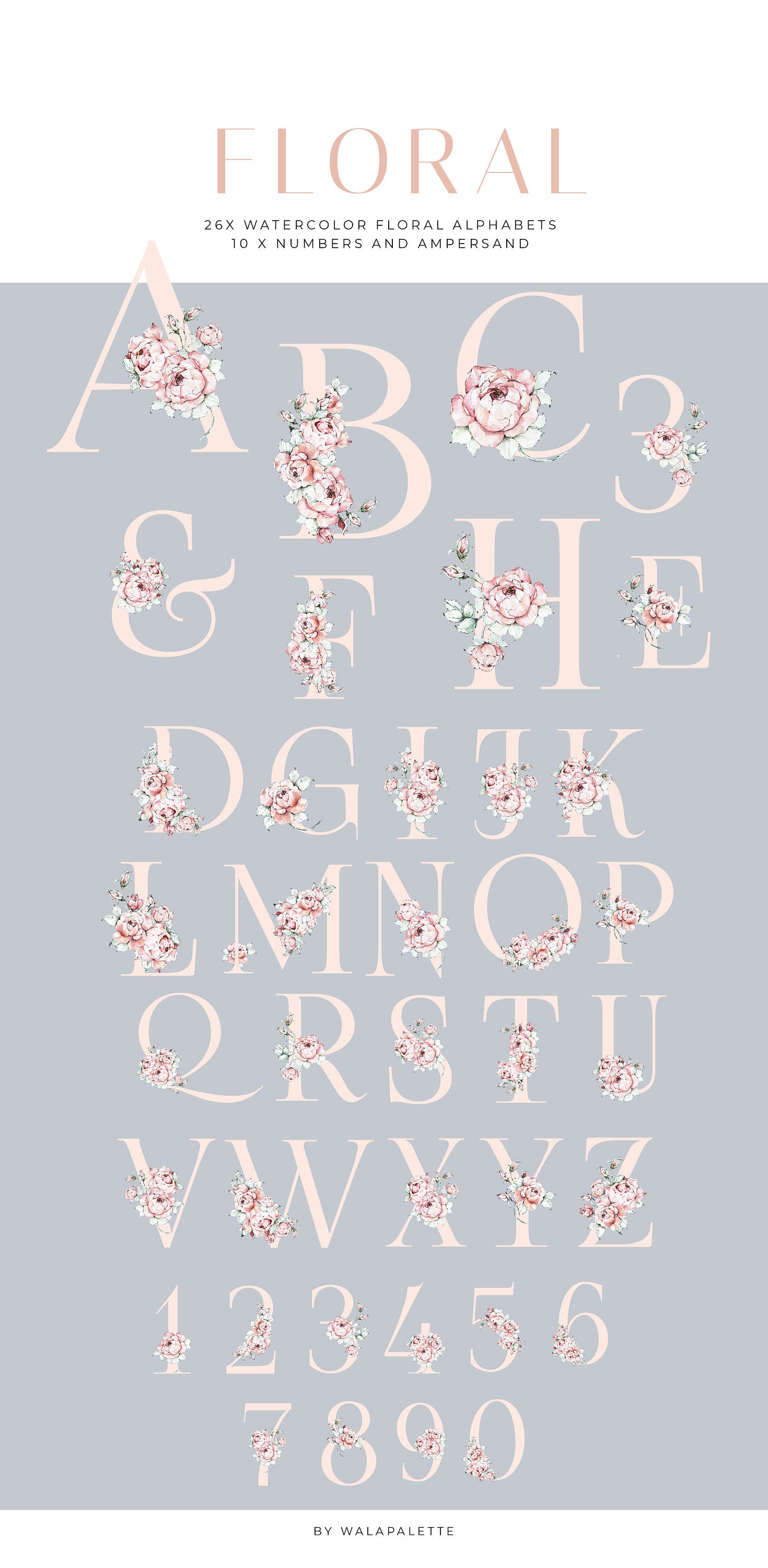 Floral Letter Floral Font Watercolor Letters Alphabet Clipart - Etsy