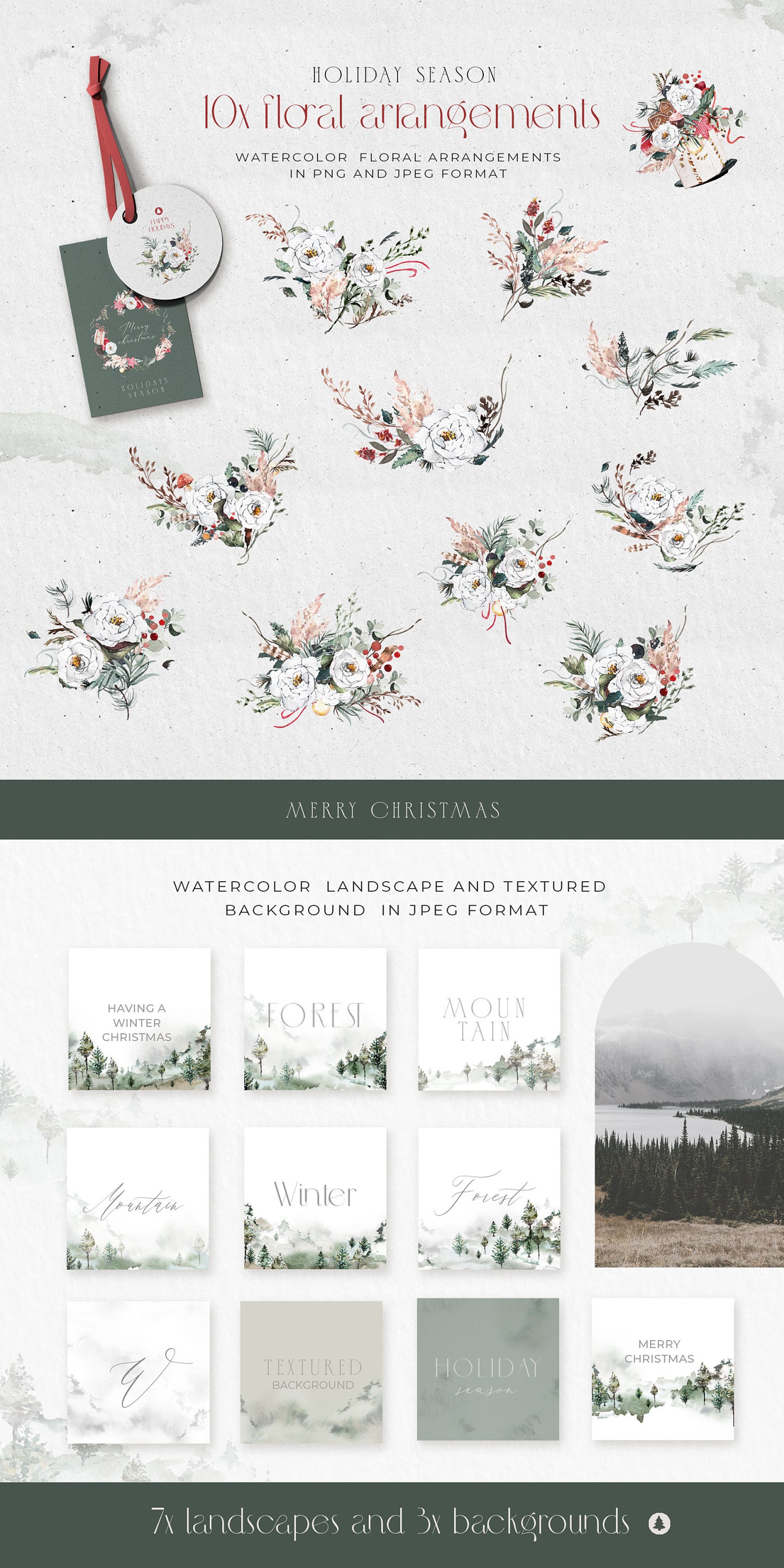 Christmas Watercolor Clipart Winter Watercolor Clipart - Etsy