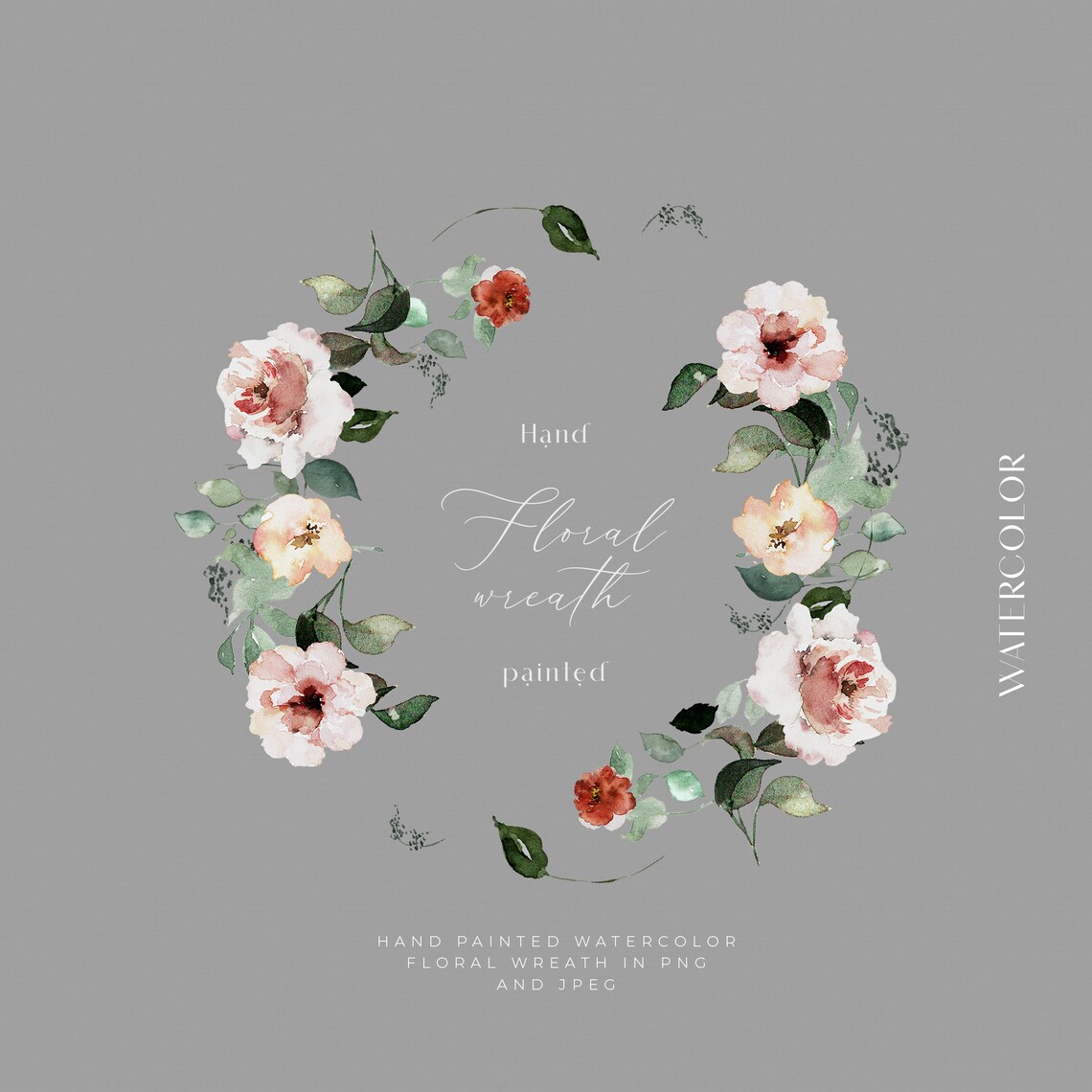 Floral Wreath Watercolor Flower Clipart Watercolor Wreath - Etsy