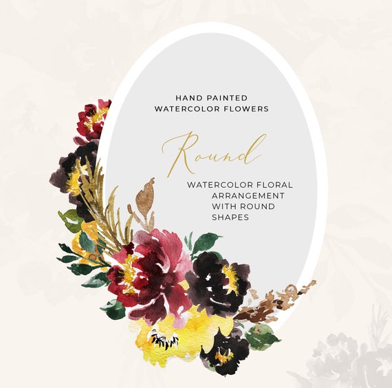 Watercolor Floral Frame Clipart Geometric Clipart Flower - Etsy