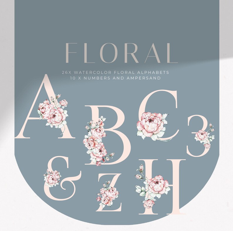 Floral Letter Floral Font Watercolor Letters Alphabet Clipart - Etsy