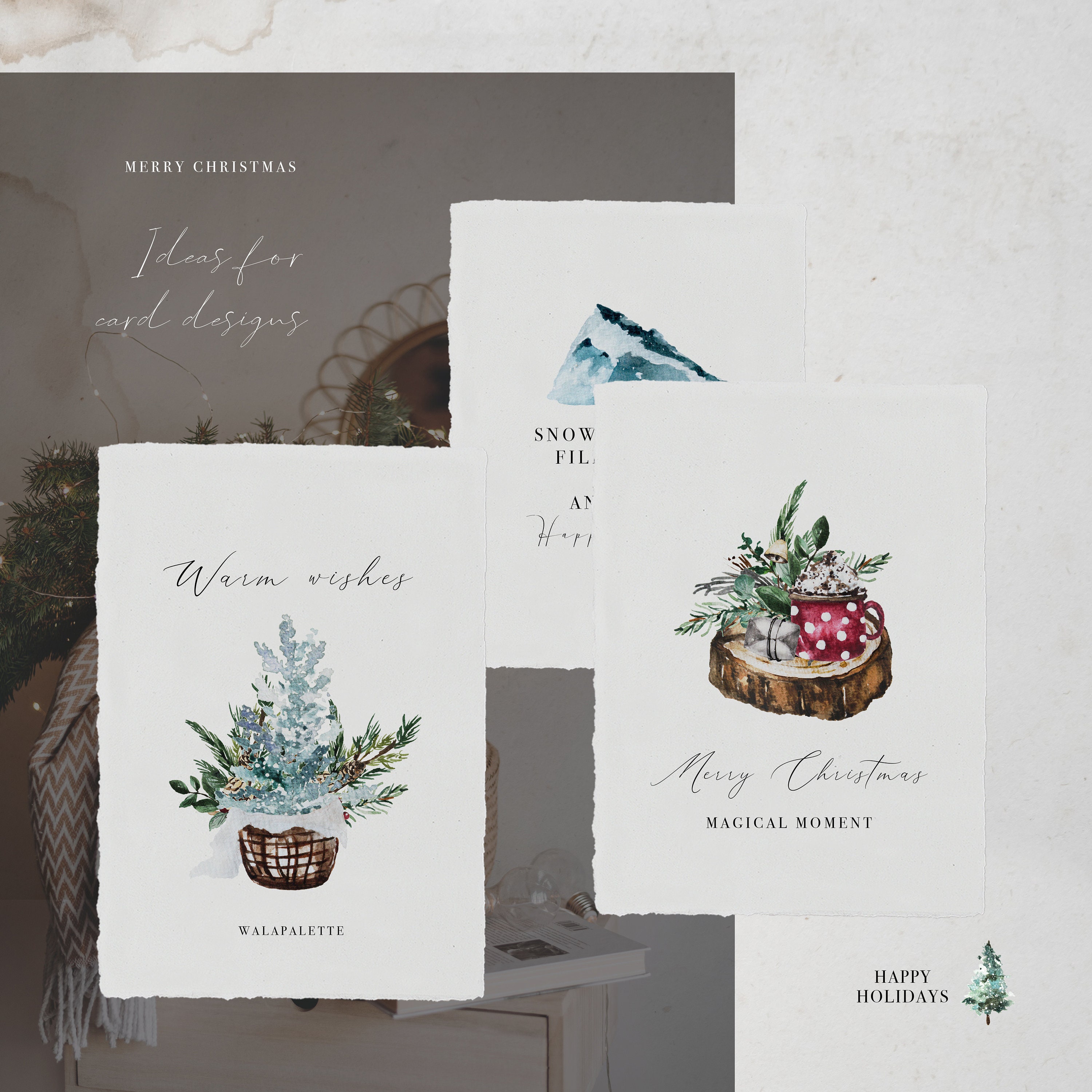 Watercolor Christmas Clipart Christmas PNG Graphics Holiday Clipart ...