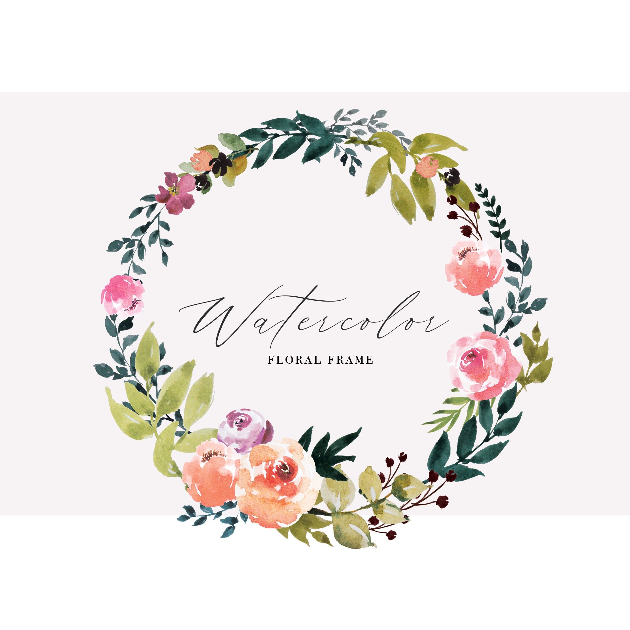 Watercolor Floral Frame Watercolor Flower Wreath Clipart - Etsy