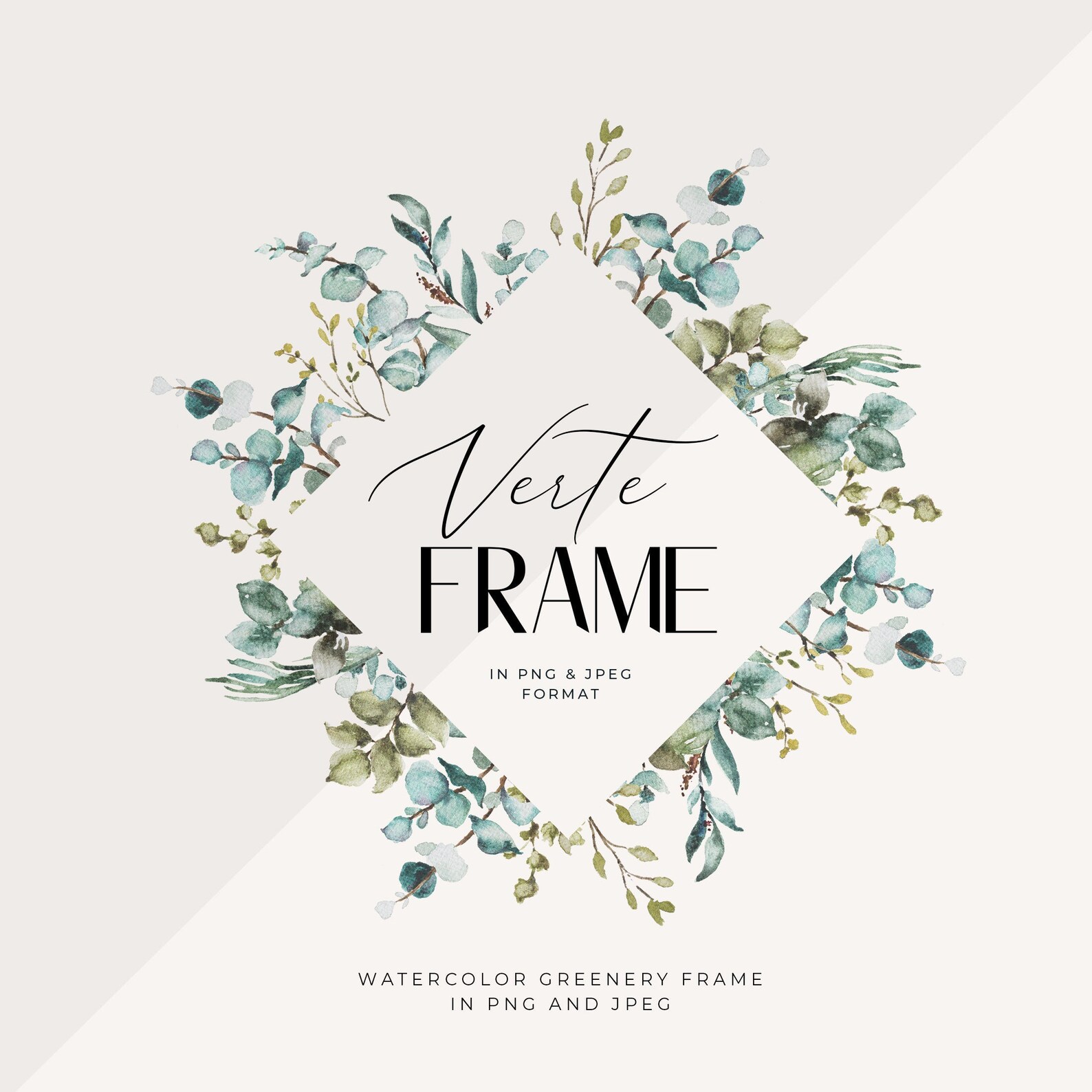 Greenery Clipart Botanical Clipart Watercolor Greenery Logo | Etsy