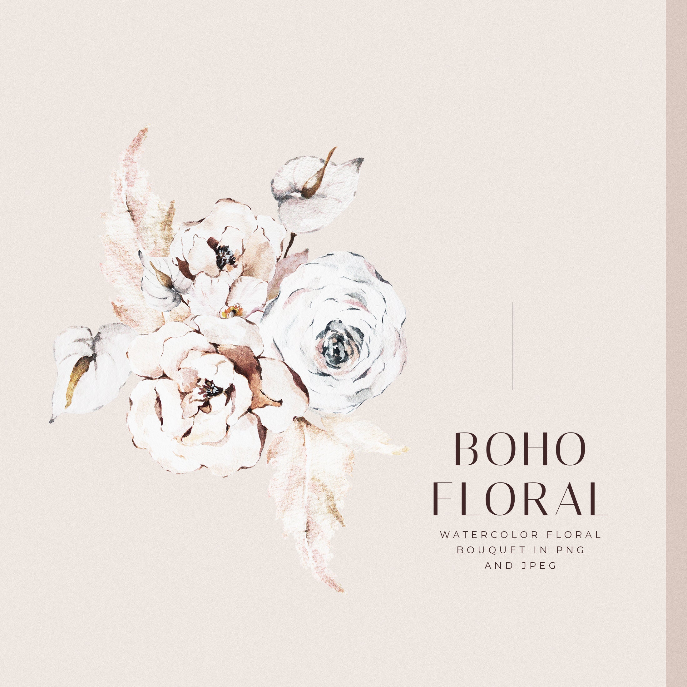 Watercolor Boho Bouquet Clipart Floral Bouquet PNG Tropical Clipart ...