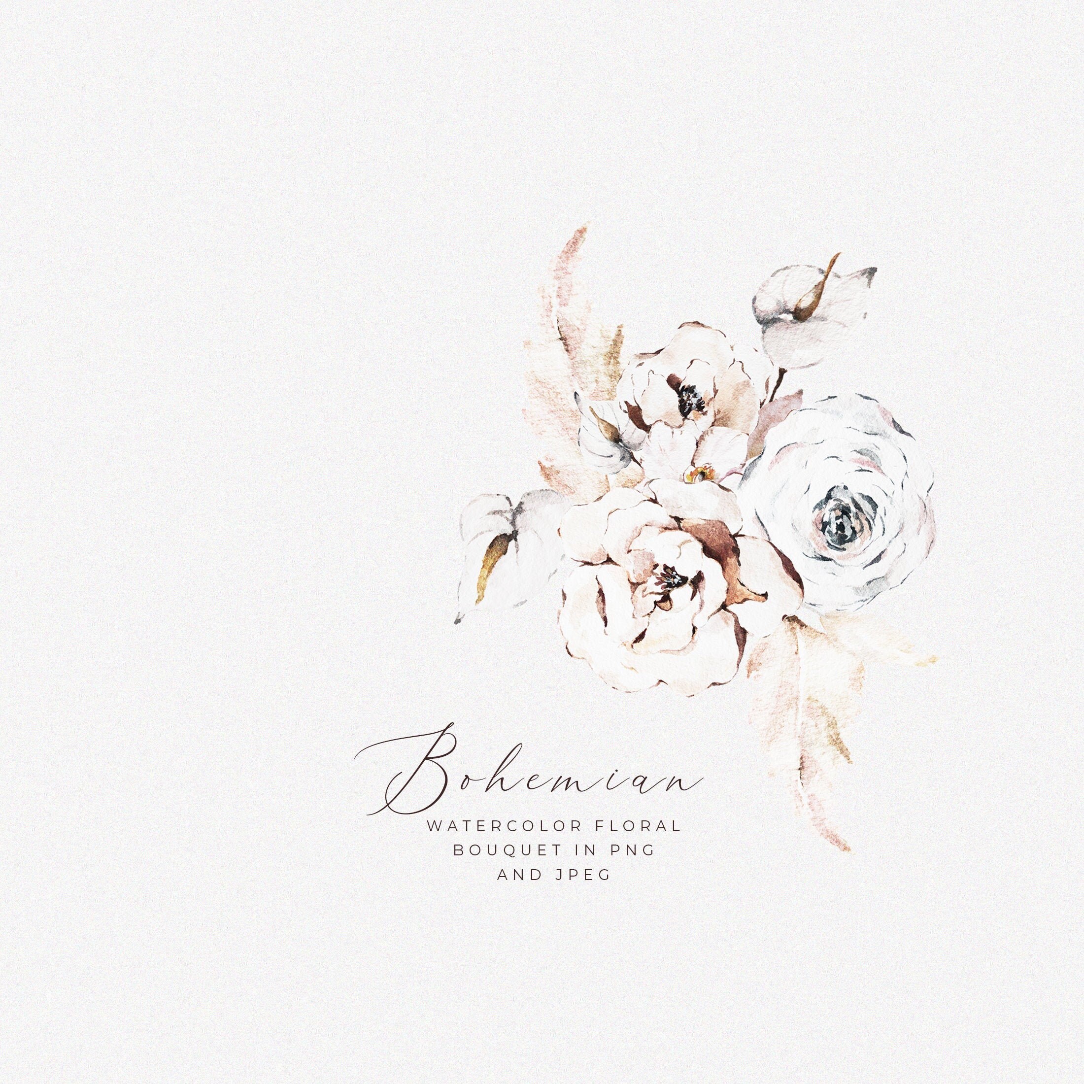 Watercolor Boho Bouquet Clipart Floral Bouquet PNG Tropical Clipart ...