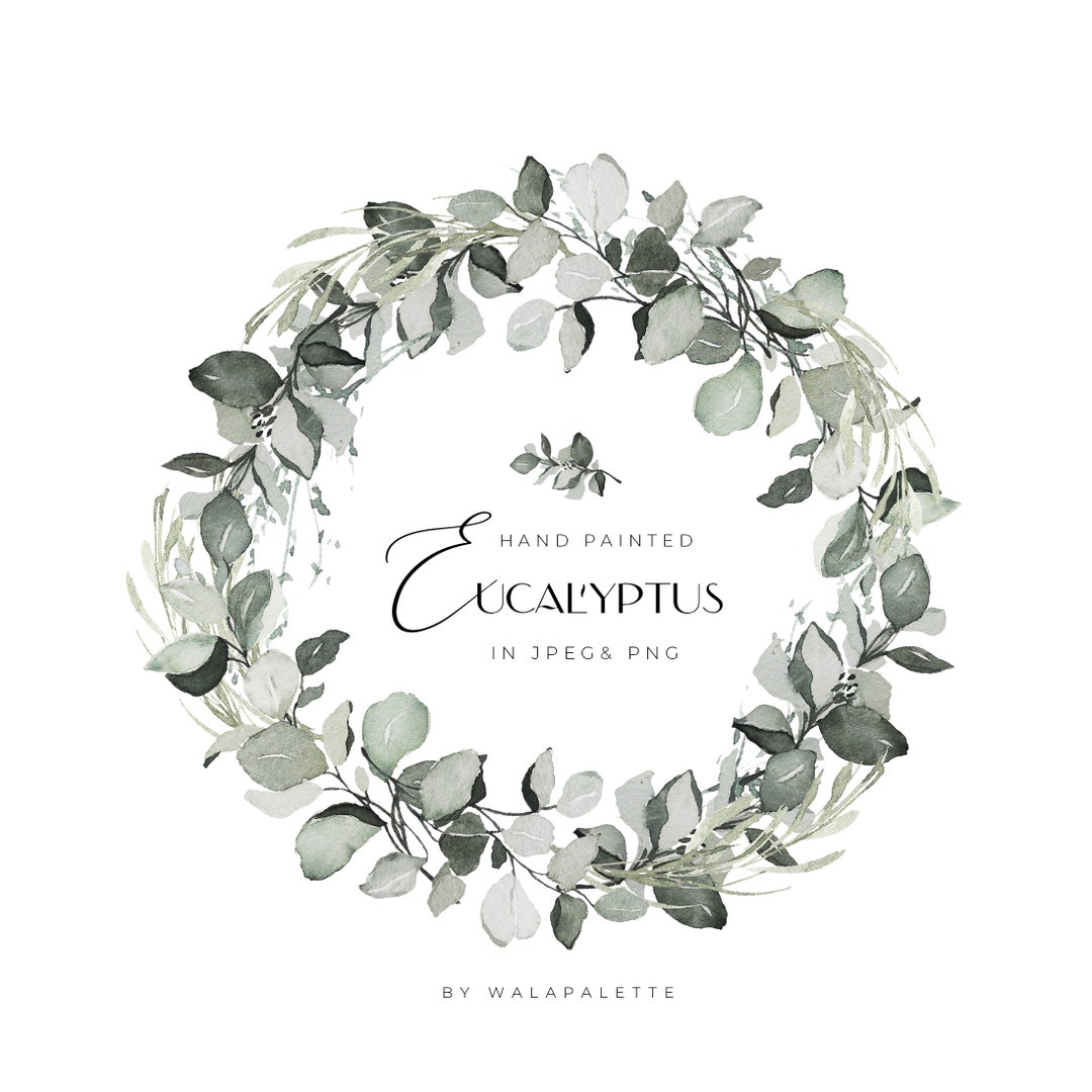 Watercolor Eucalyptus Wreath Leaves Clipart Eucalyptus Wreath PNG ...