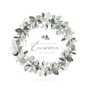 Watercolor Eucalyptus Wreath Leaves Clipart Eucalyptus Wreath PNG ...
