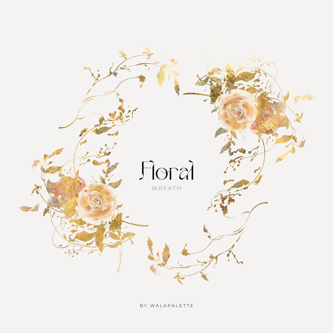 Wreath Clipart Gold Flower PNG Wedding Clipart Floral Border Clipart ...