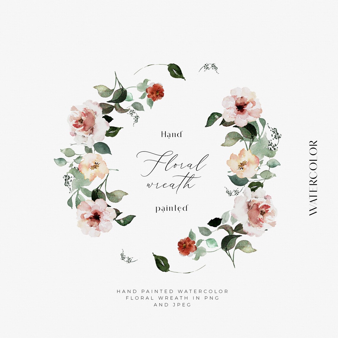 Floral Wreath Watercolor Flower Clipart Watercolor Wreath - Etsy