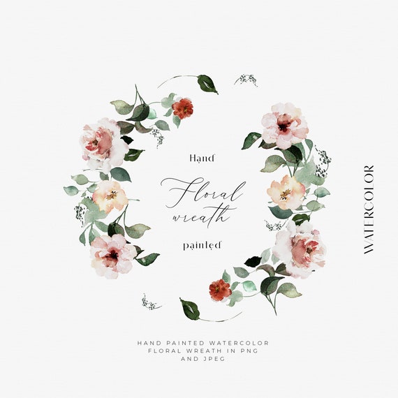 Floral Wreath Watercolor Flower Clipart Watercolor Wreath - Etsy