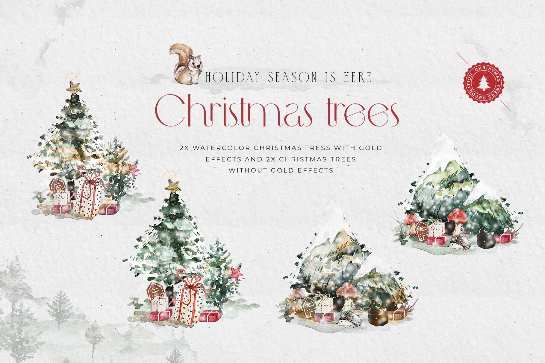 Christmas Watercolor Clipart Winter Watercolor Clipart - Etsy