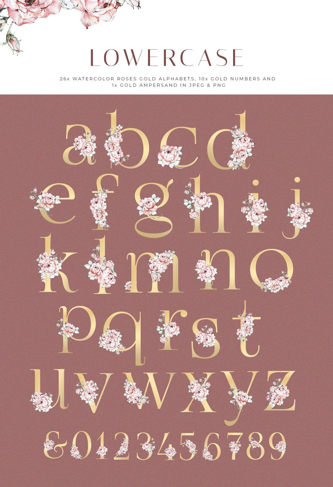 Floral Alphabet Clipart Watercolor Floral Font Lettering | Etsy