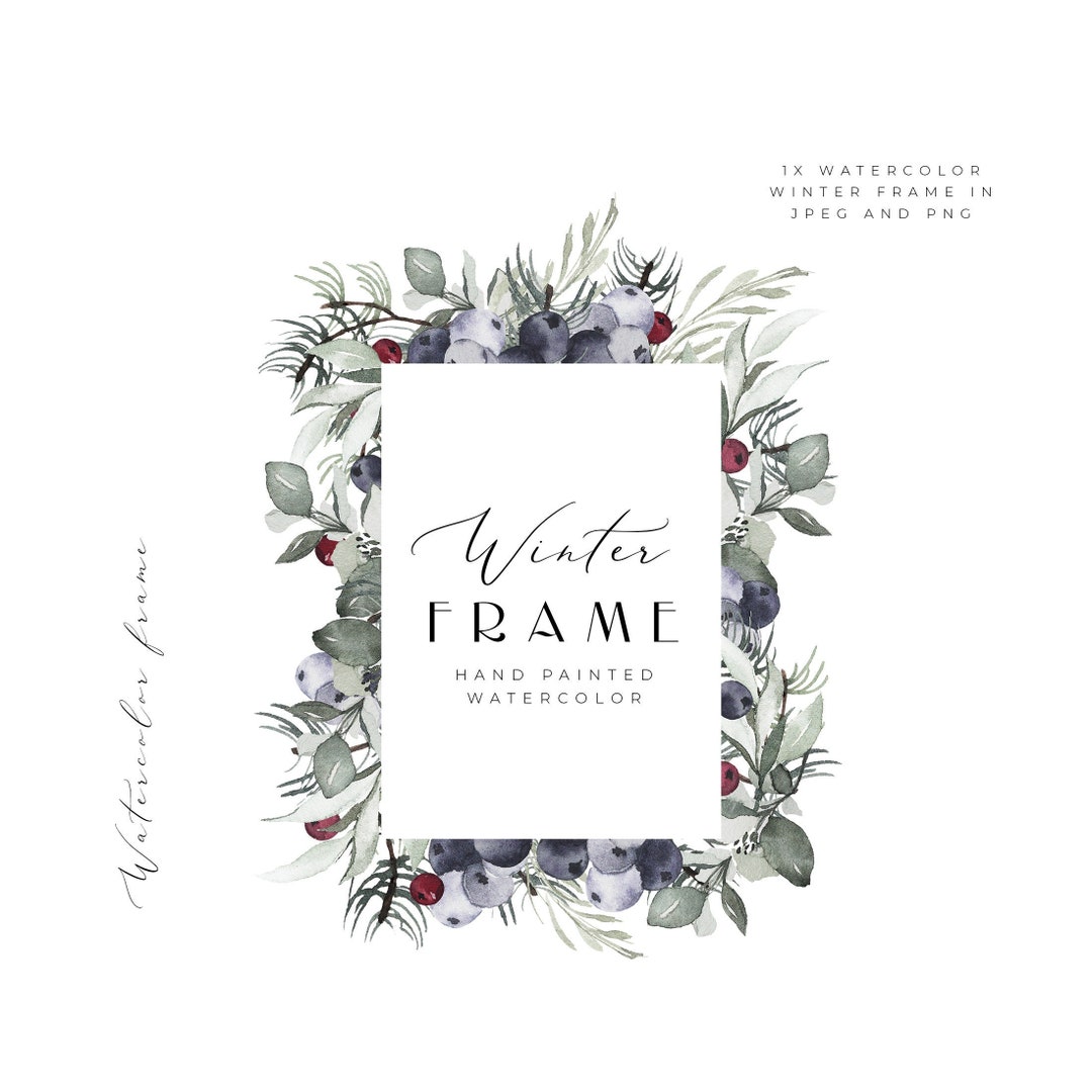 Winter Frame Clipart Floral Frame PNG Watercolor Christmas Clipart ...