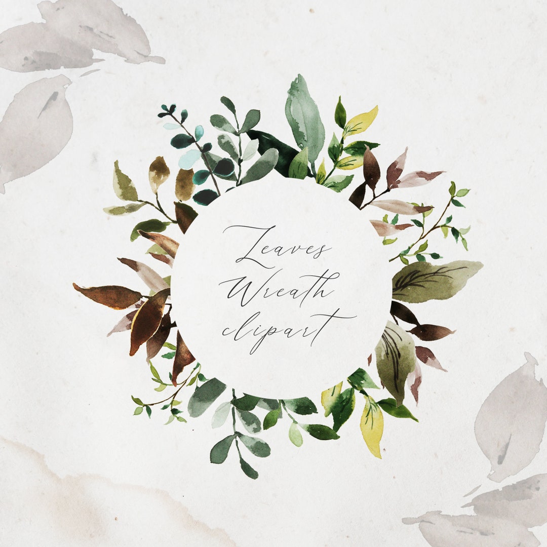 Foliage Watercolor Clipart Greenery Leaves Frame Wreath Clipart ...