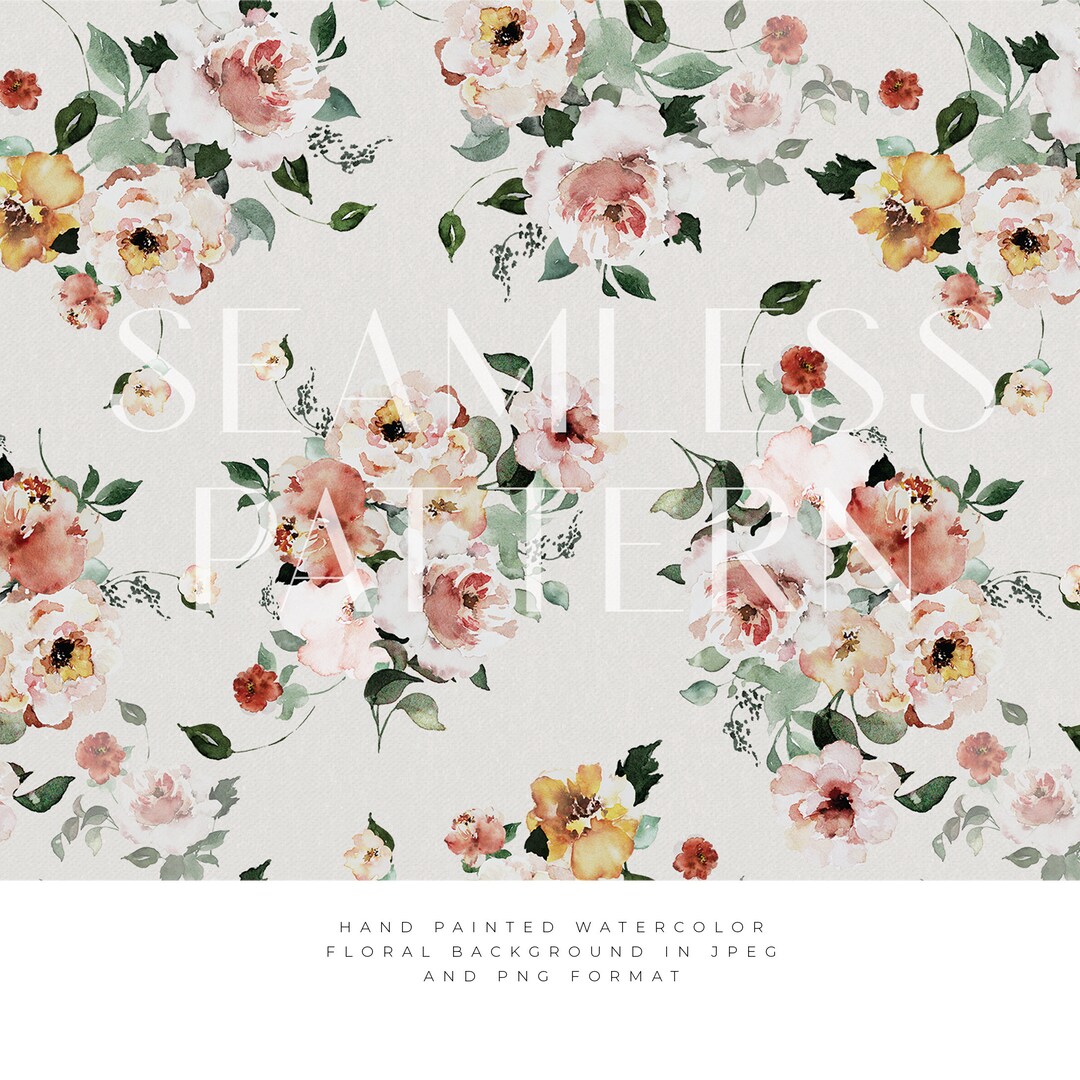 Floral Watercolor Digital Background Clipart Floral Digital Paper ...