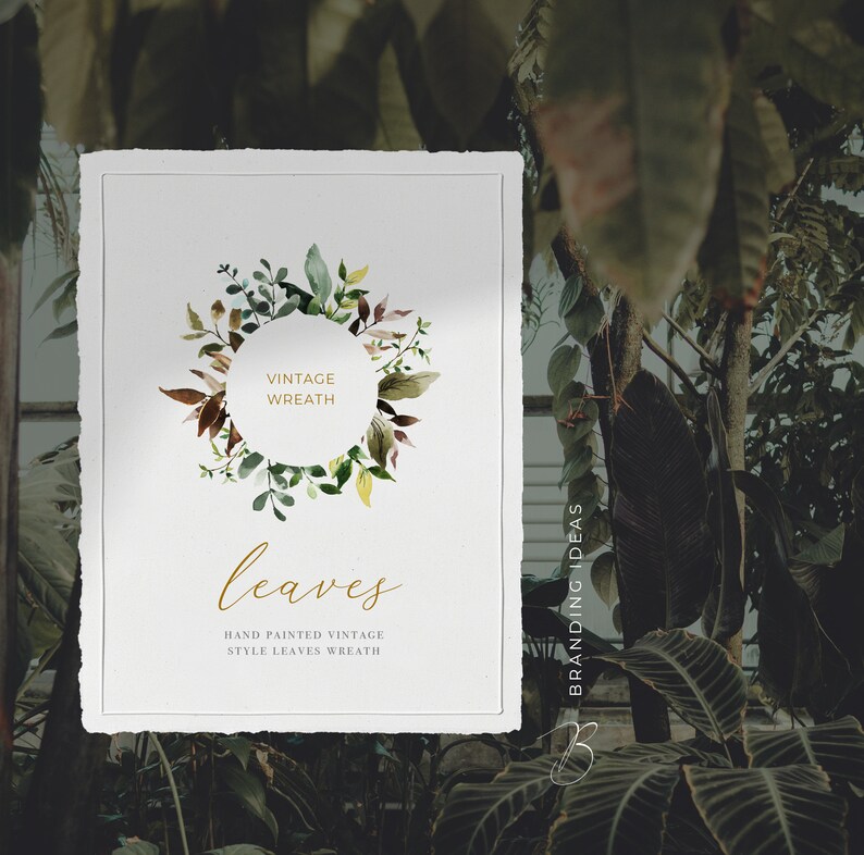 Foliage Watercolor Clipart Greenery Leaves Frame Wreath - Etsy Canada