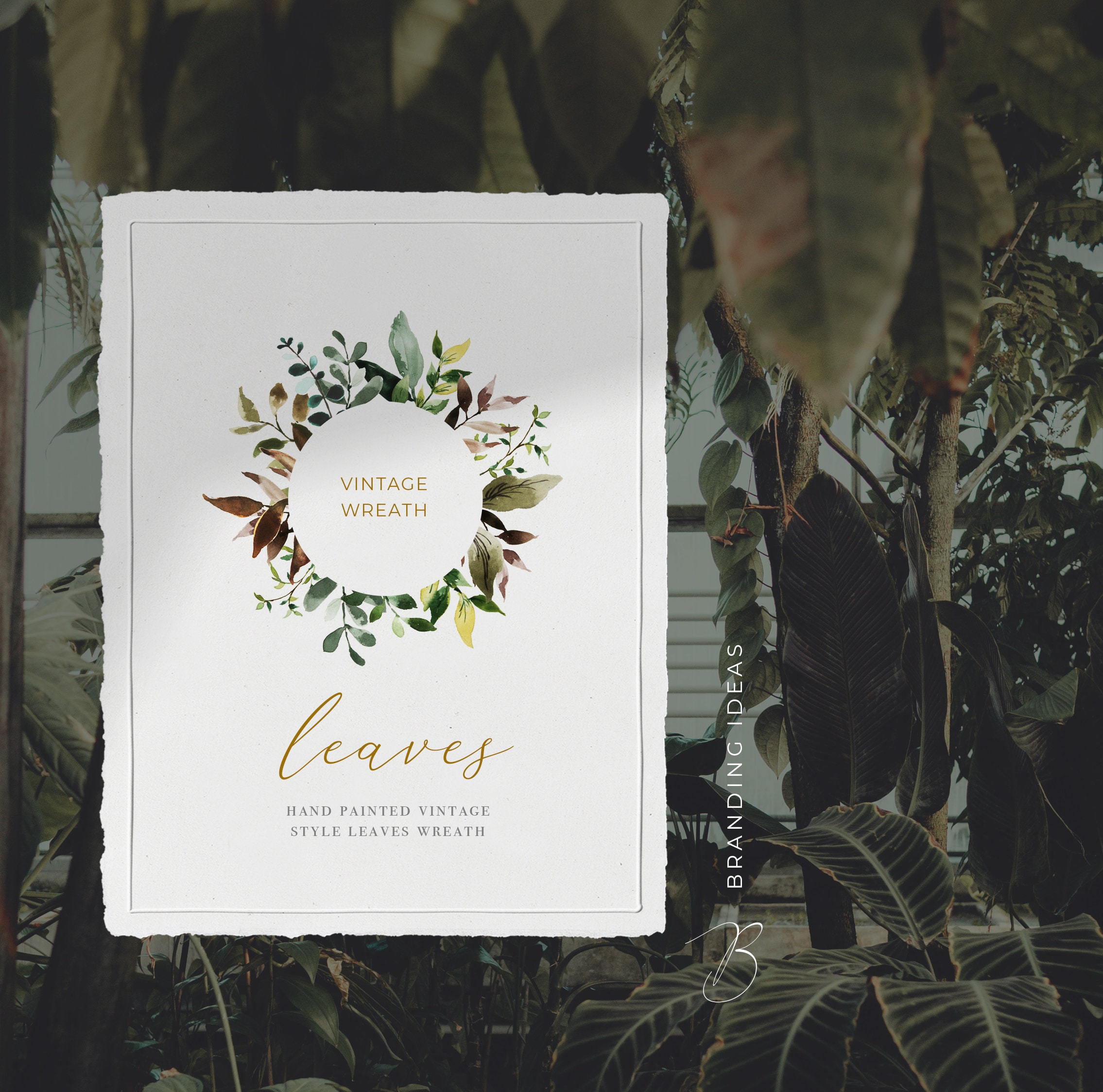 Foliage Watercolor Clipart Greenery Leaves Frame Wreath - Etsy