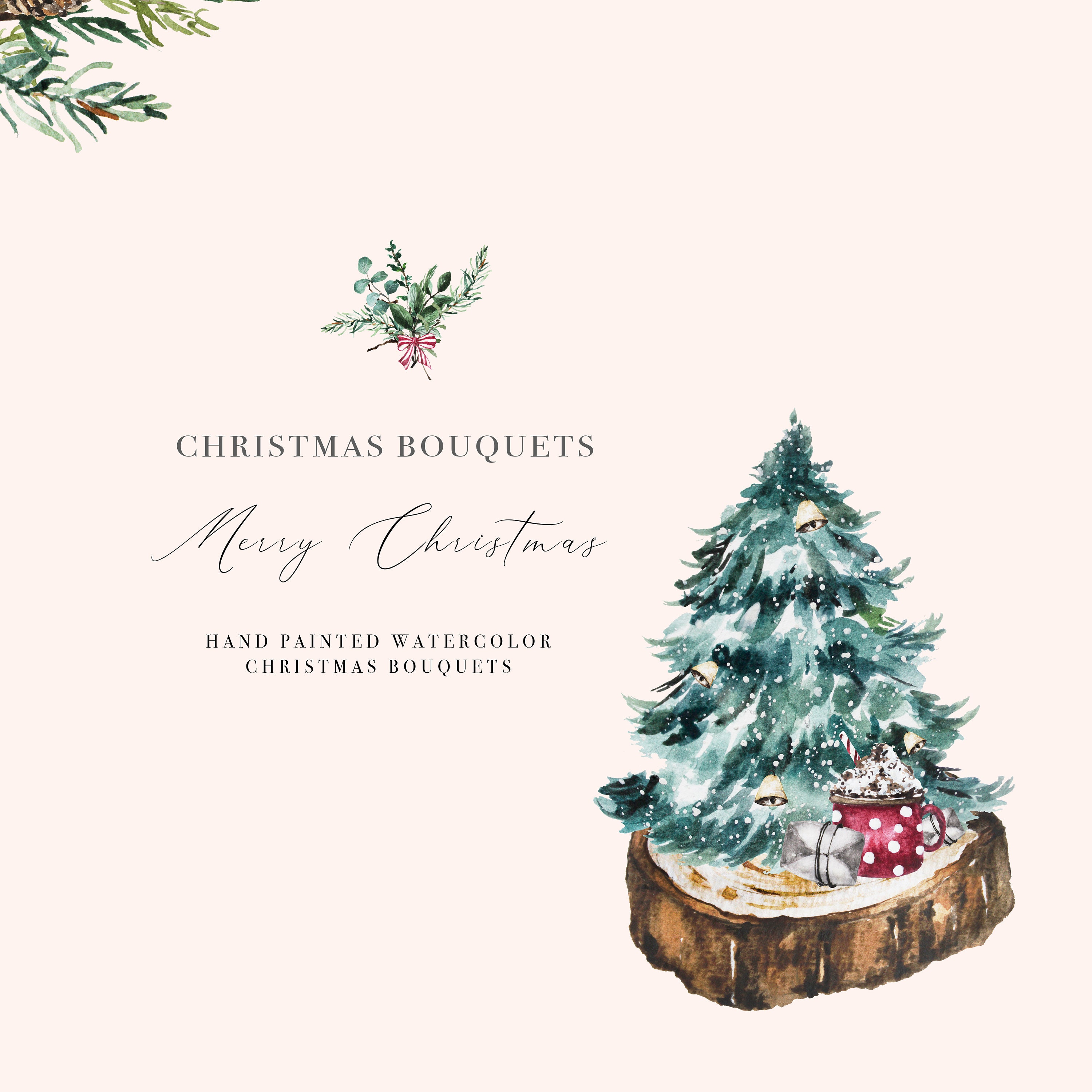 Watercolor Christmas Clipart Christmas PNG Graphics Holiday Clipart ...