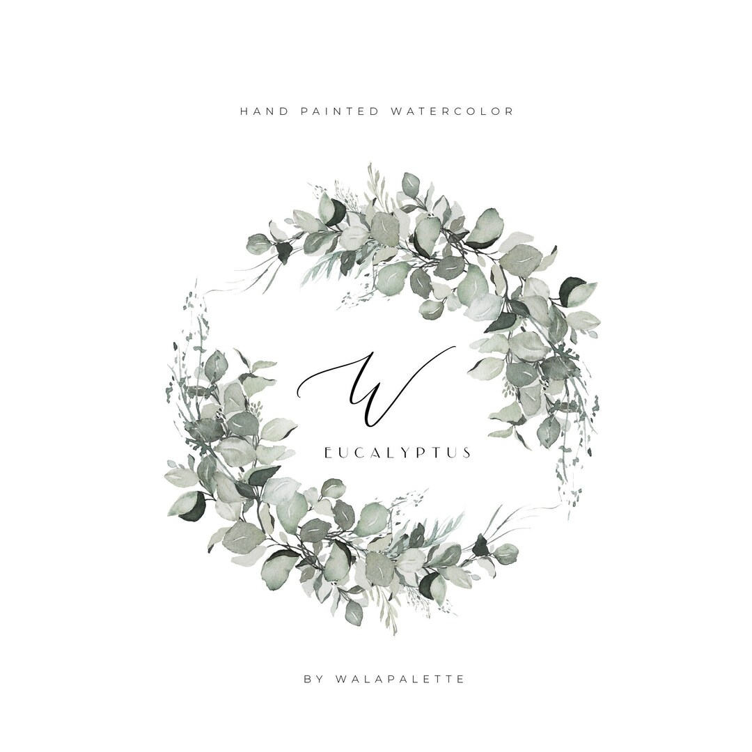Eucalyptus Wreath Clipart Watercolor Wreath Clipart Watercolor Greenery ...