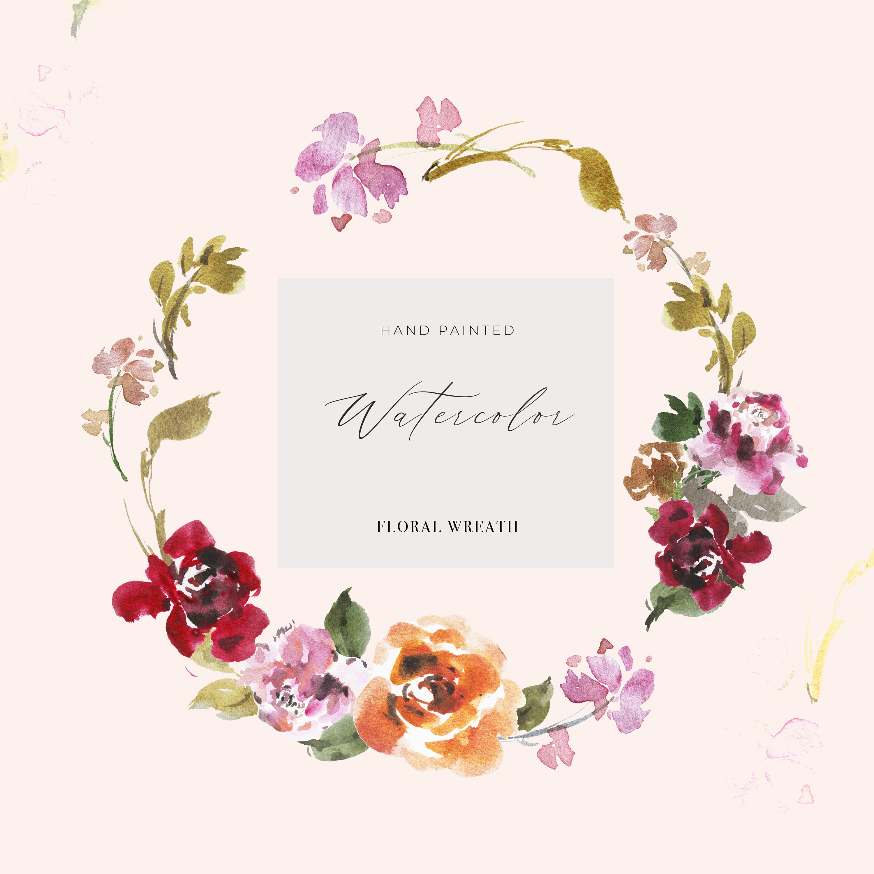 Floral Frame Clipart Watercolor Floral Wreath PNG Digital | Etsy