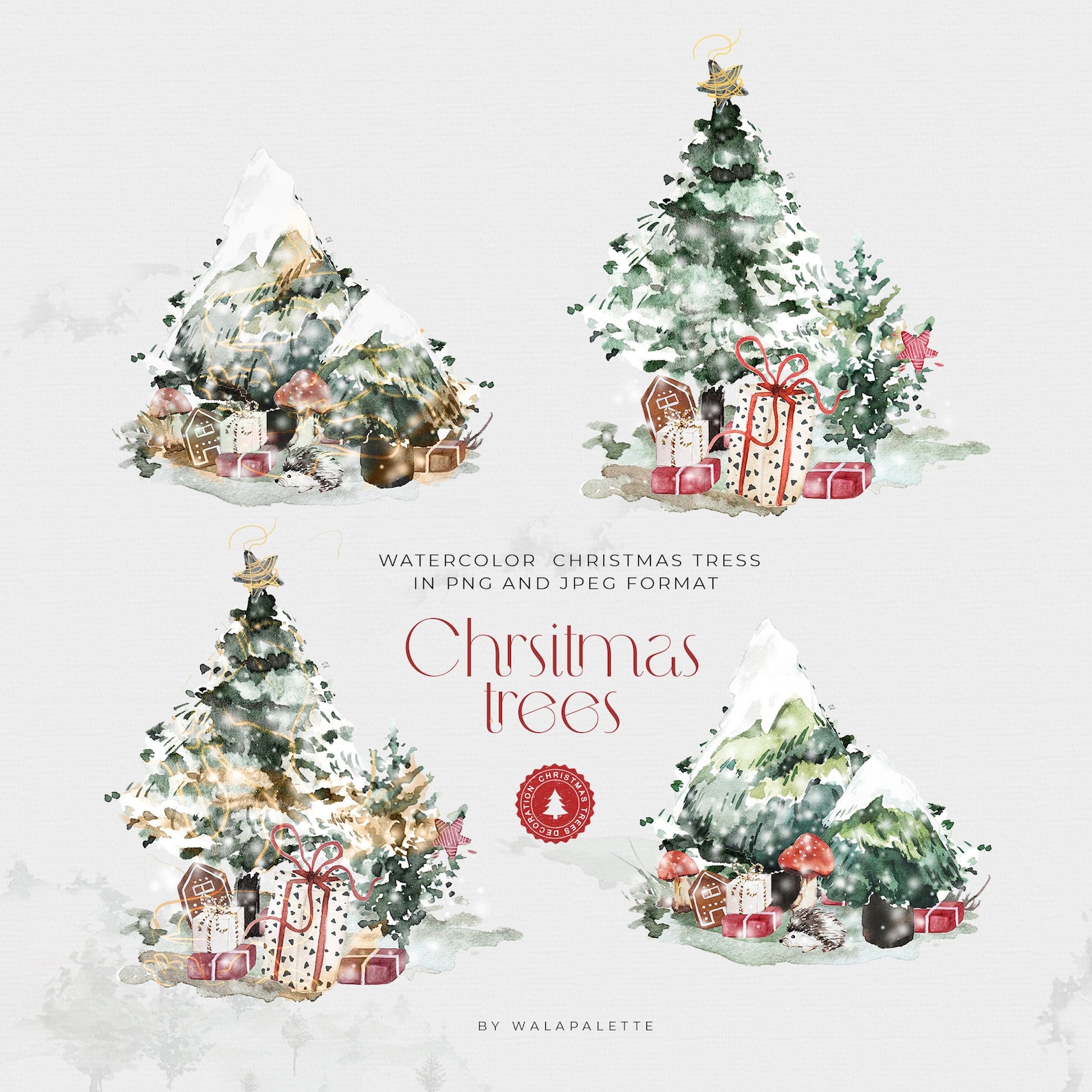 Christmas Clipart Tree Watercolor Christmas Tree PNG Winter - Etsy