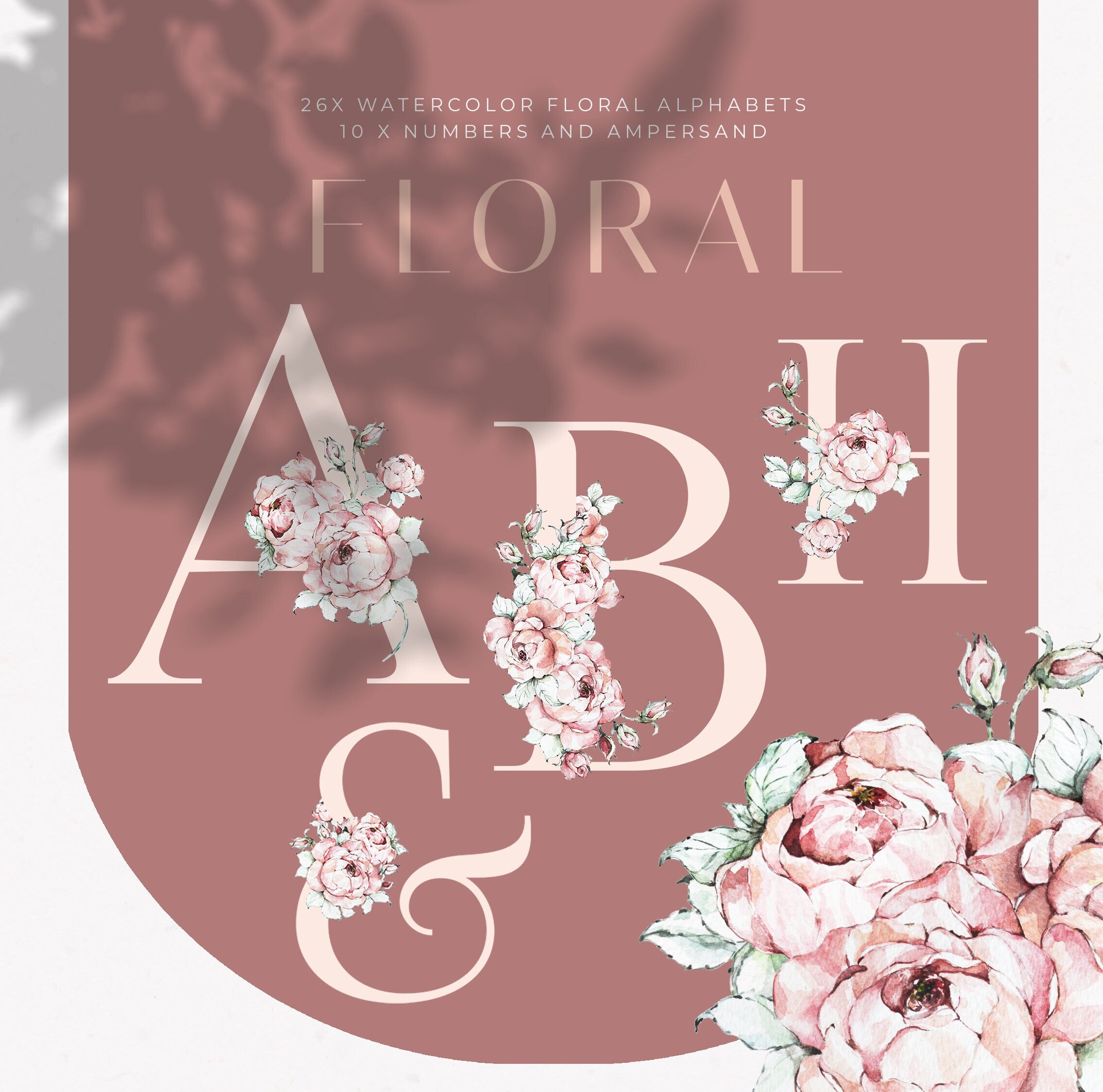 Floral Letter Floral Font Watercolor Letters Alphabet Clipart - Etsy