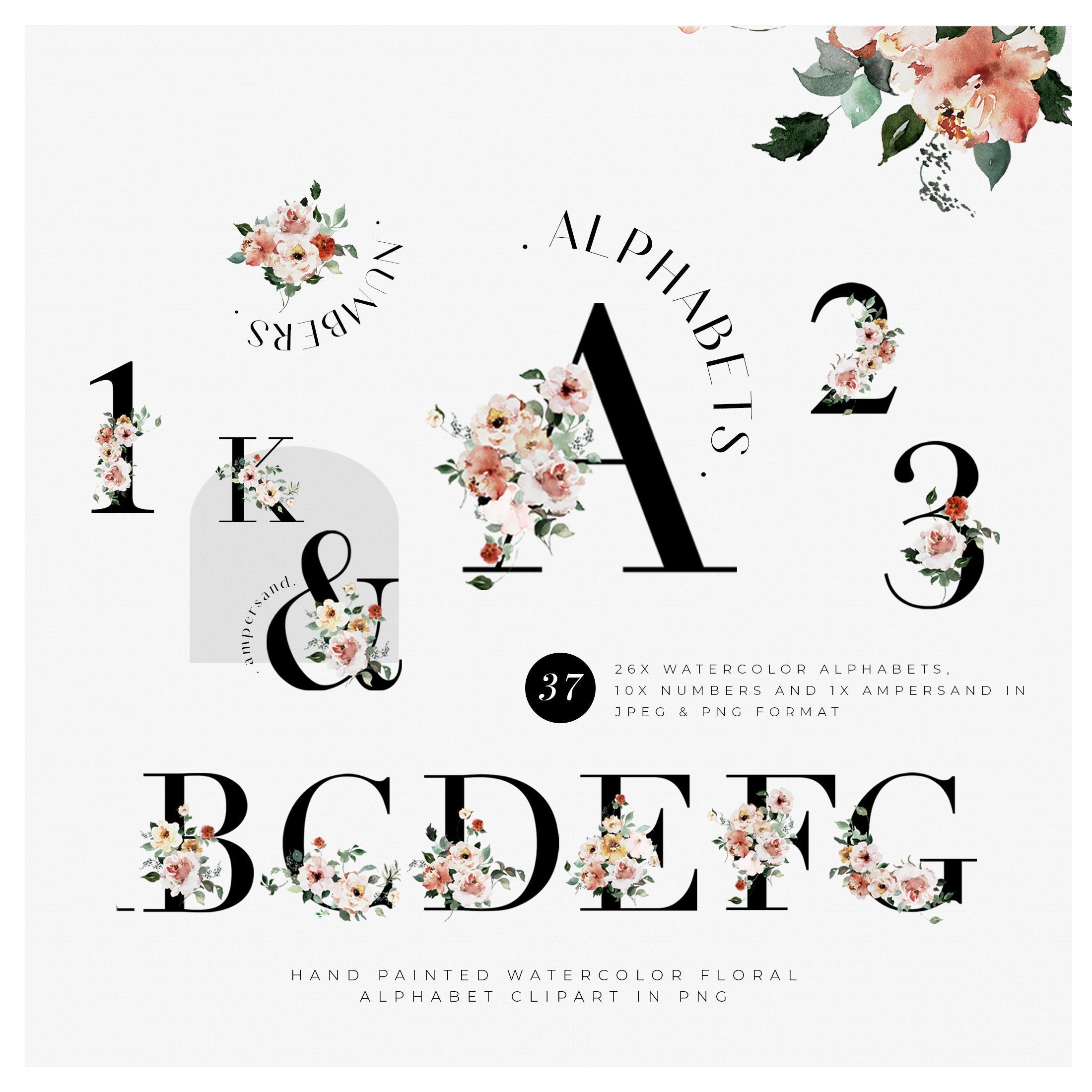 Paper, Party & Kids Embellishments Alphabet Clipart Watercolor Alphabet ...